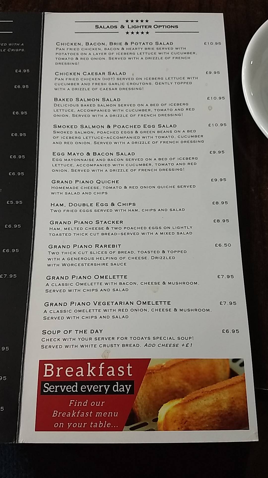 Menu at The Grand Piano Cafe, Huntingdon