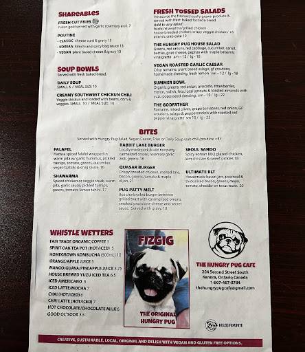 Menu at The Hungry Pug Cafe, Kenora