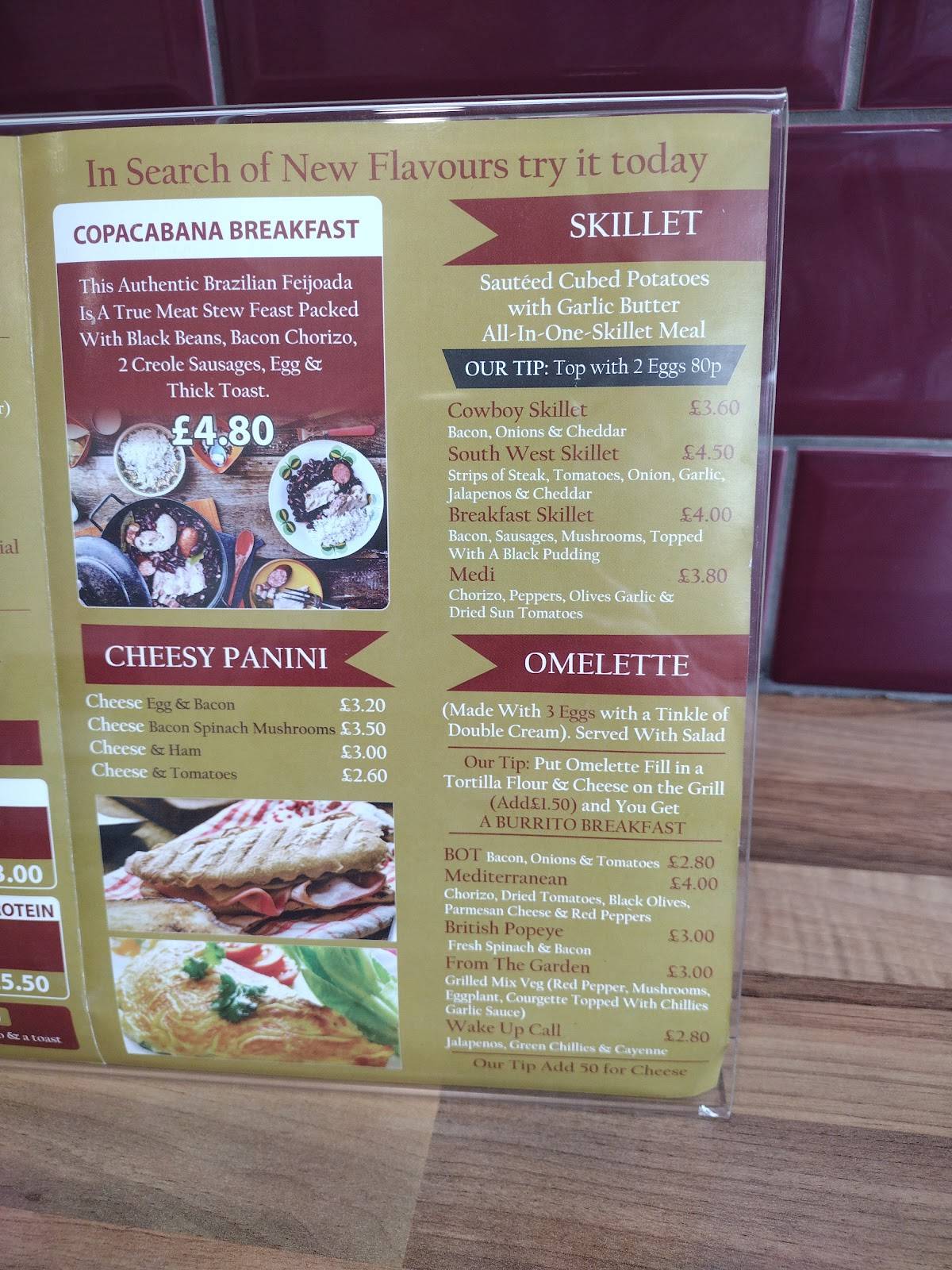 Menu at The Perfect Sandwich cafe, Rochdale