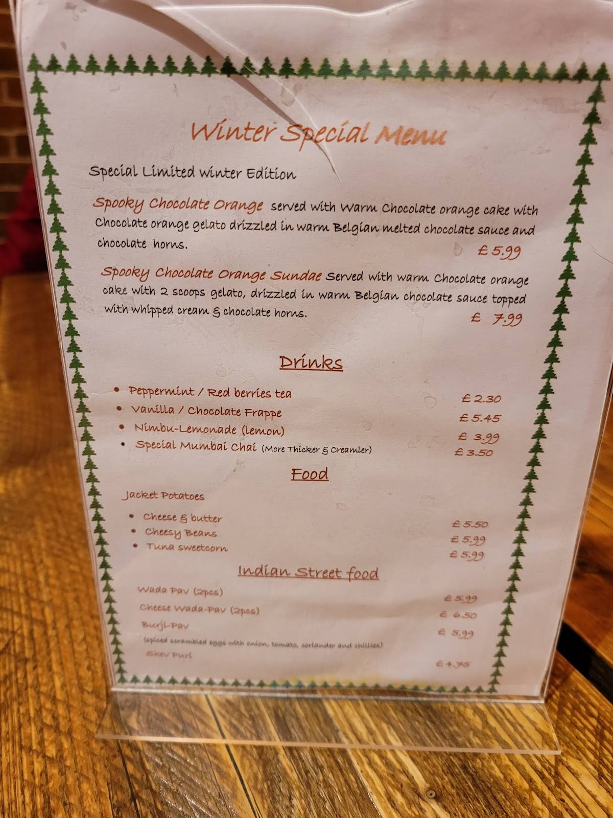 Menu at Cafe Two Shades, Colchester