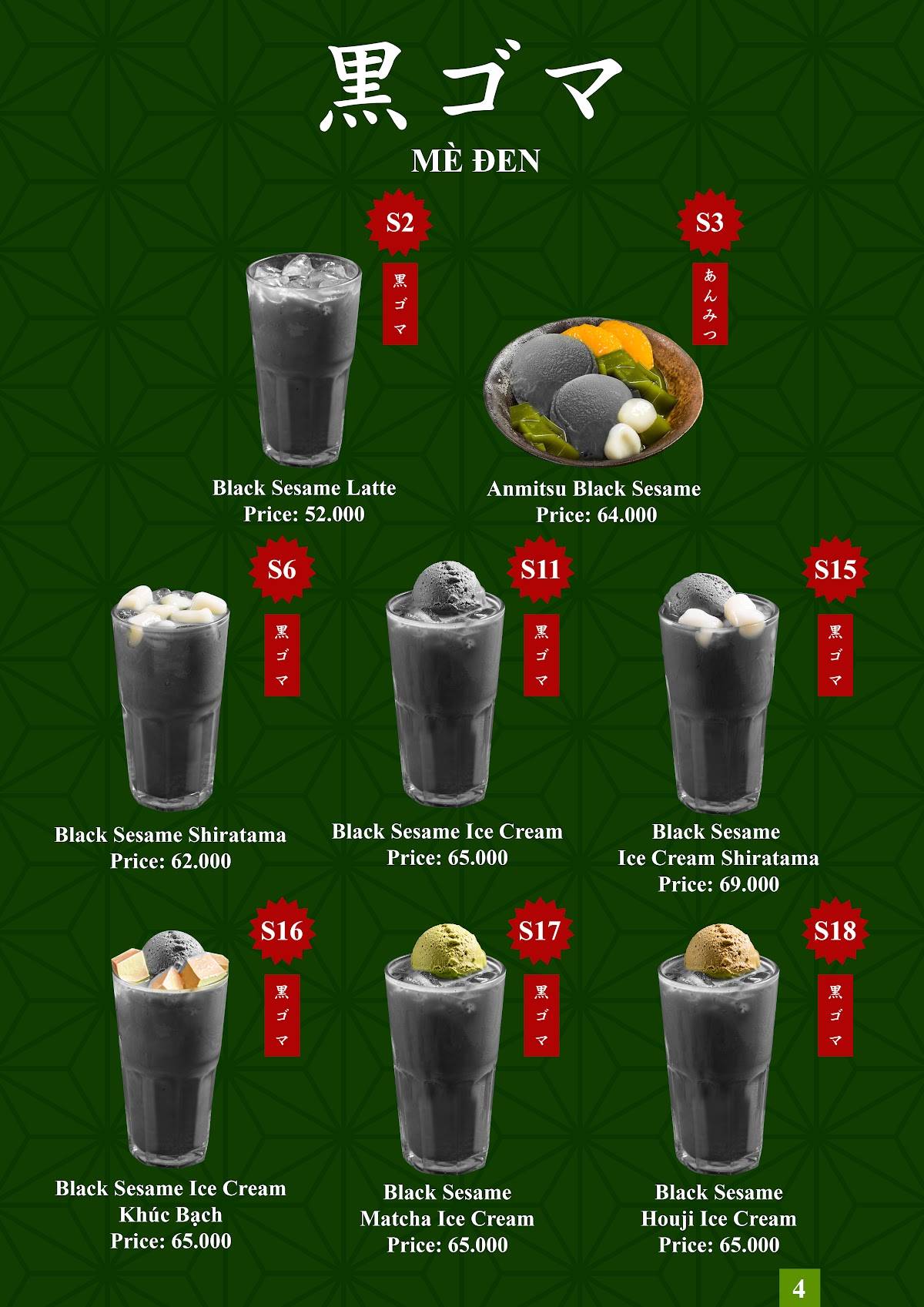 Menu at japanit matcha cafe, Ho Chi Minh City