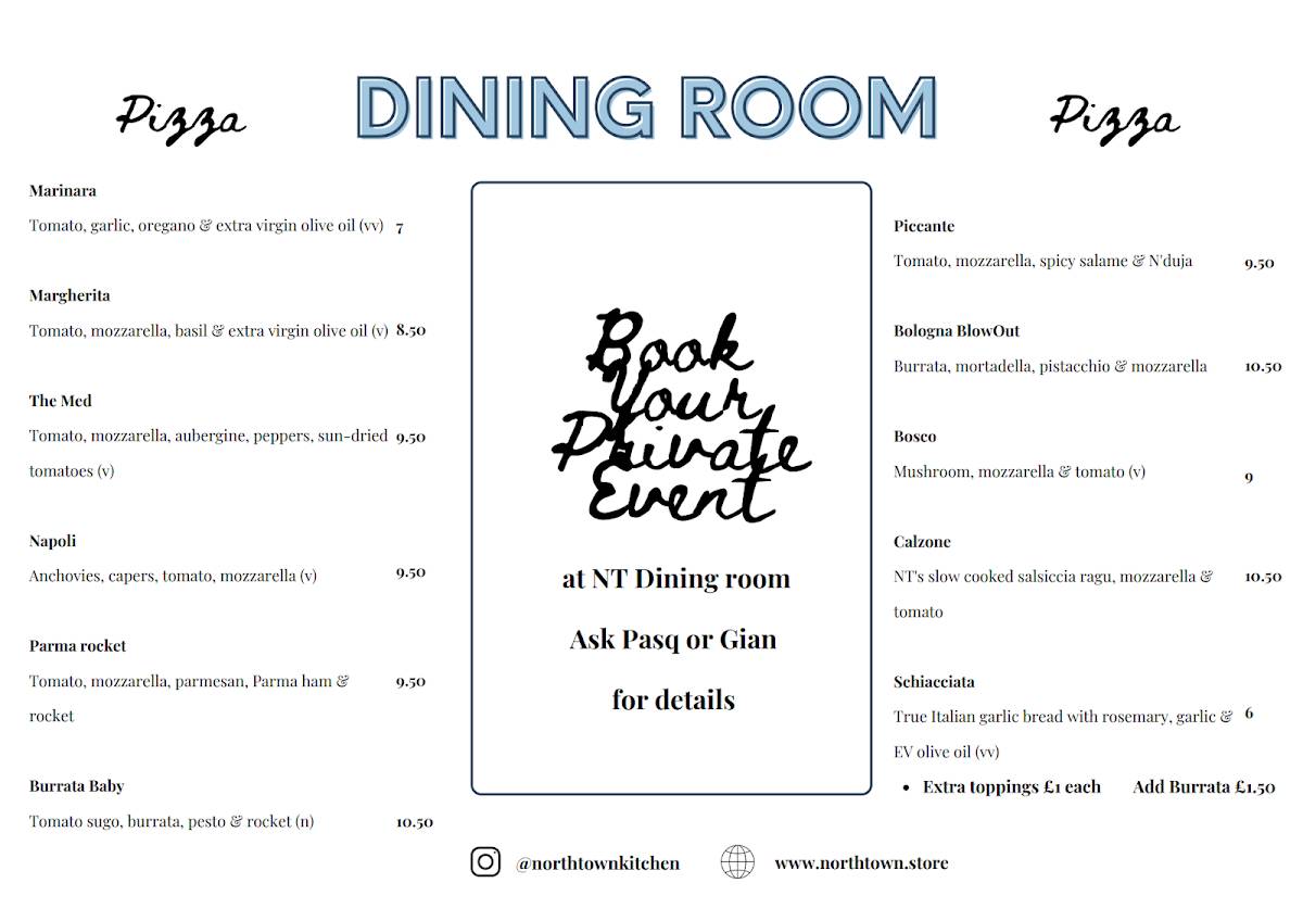 Menu at northtown kitchen cafe, Sheffield
