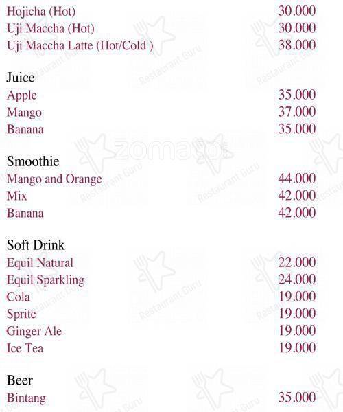 Menu at terra cafe, South Jakarta