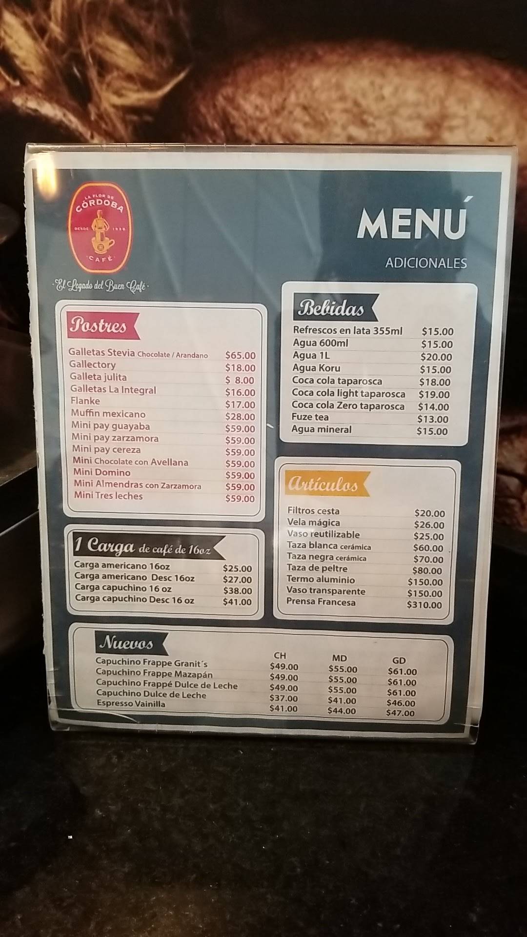Carta de Café La Flor De Córdoba, Guadalajara, Av. de la Paz 2055