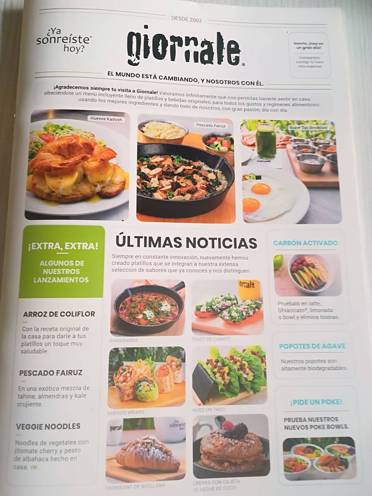 Carta de cafetería Giornale, Ciudad de México, Desierto de los Leones 24
