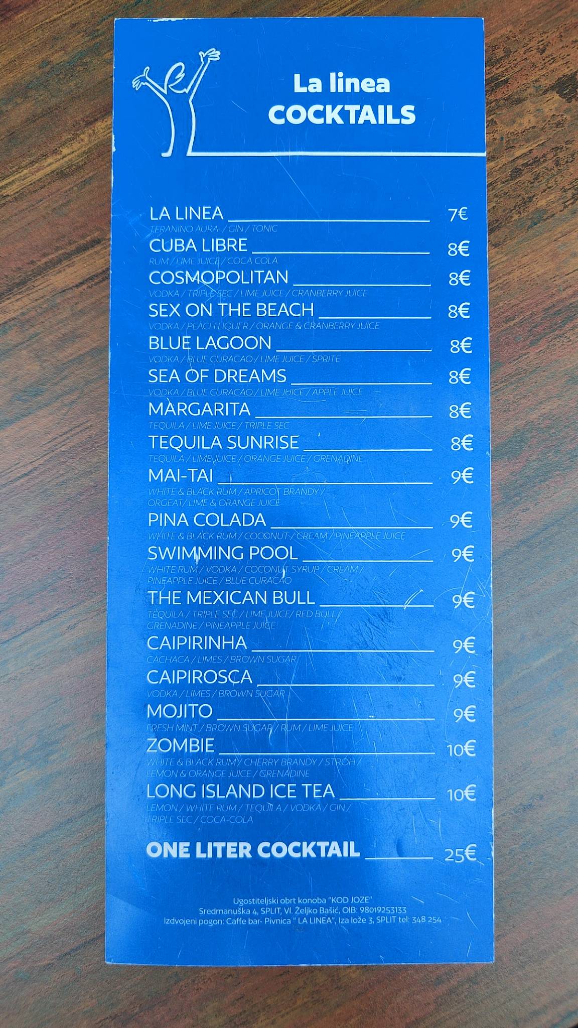 Menu at Caffe bar La Linea, Split