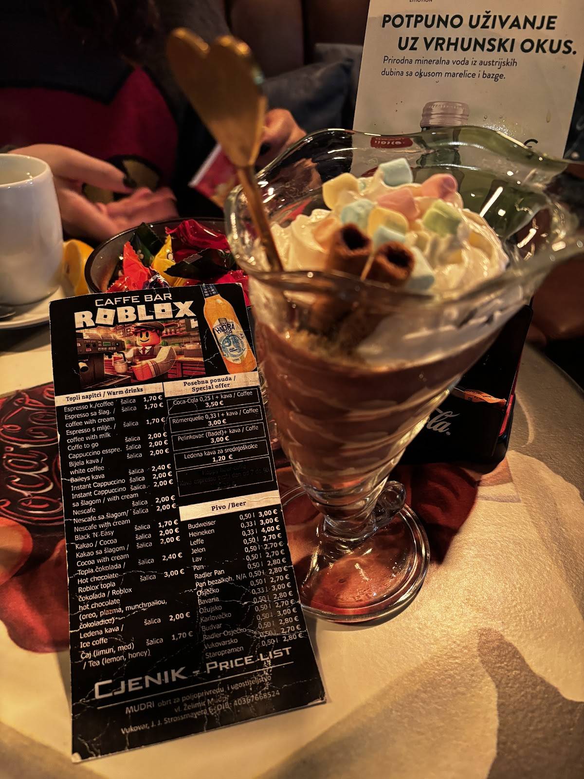 Menu da Caffe bar Roblox Vukovar, Vukovar