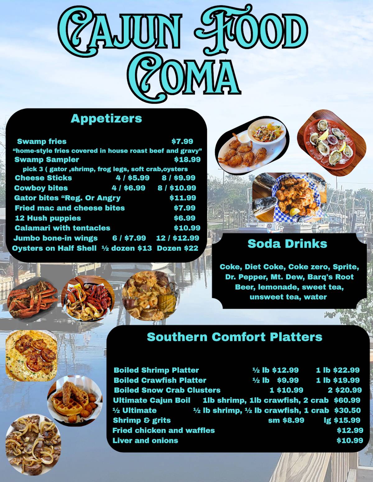 Menu at Cajun Food Coma restaurant, Troy