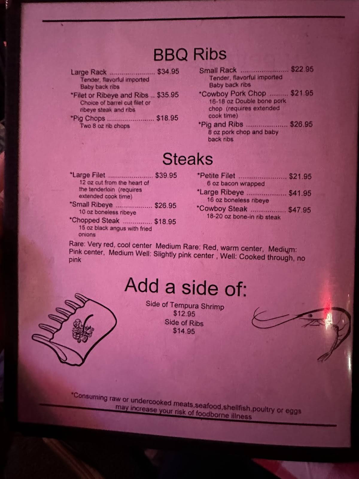 Menu at Oh Dennis! Saloon & Charcoal House BBQ, Racine