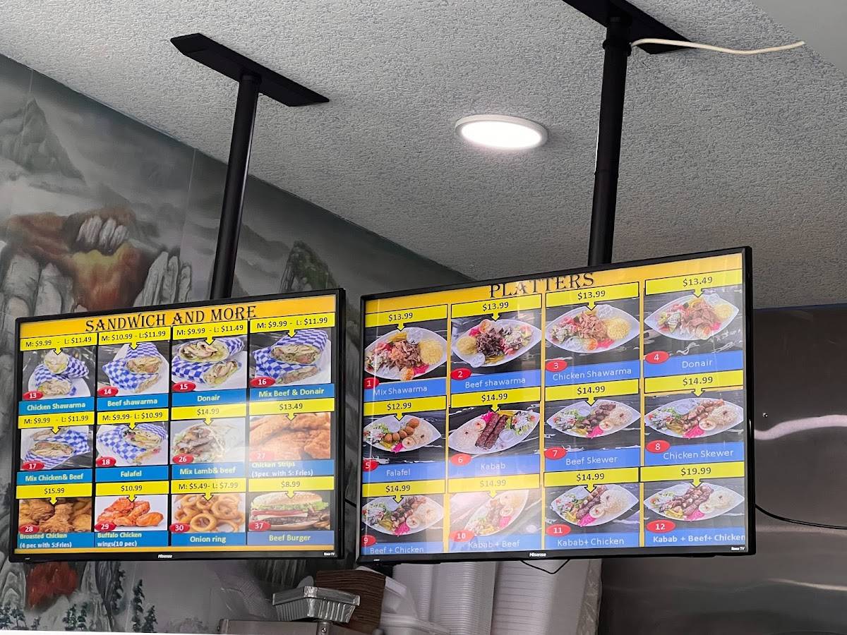 Menu at Shawarma Corner restaurant, Calgary