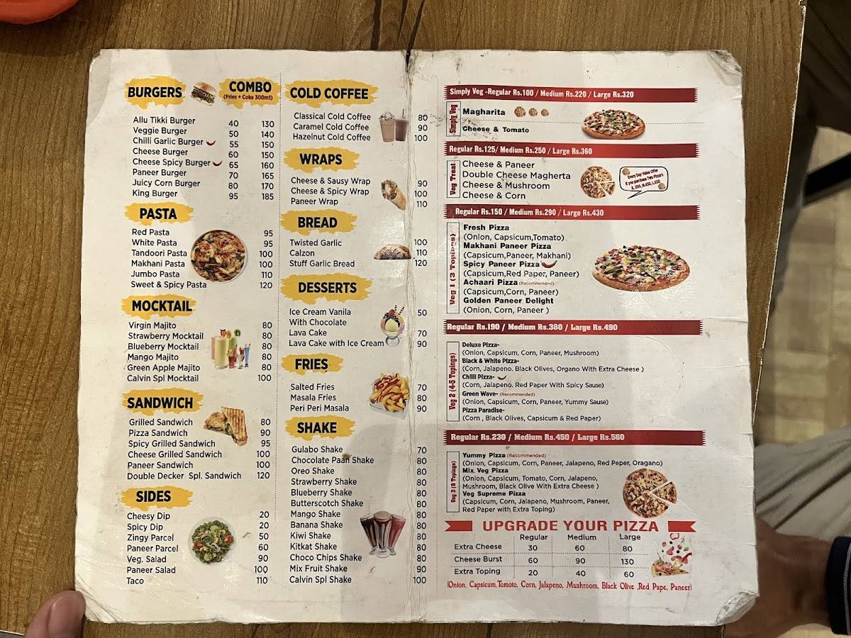 Menu at Calvin Pizza, Arki