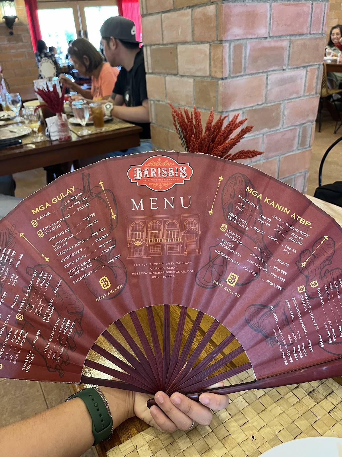 Menu at Barisbis Filipino Restaurant, Camalig