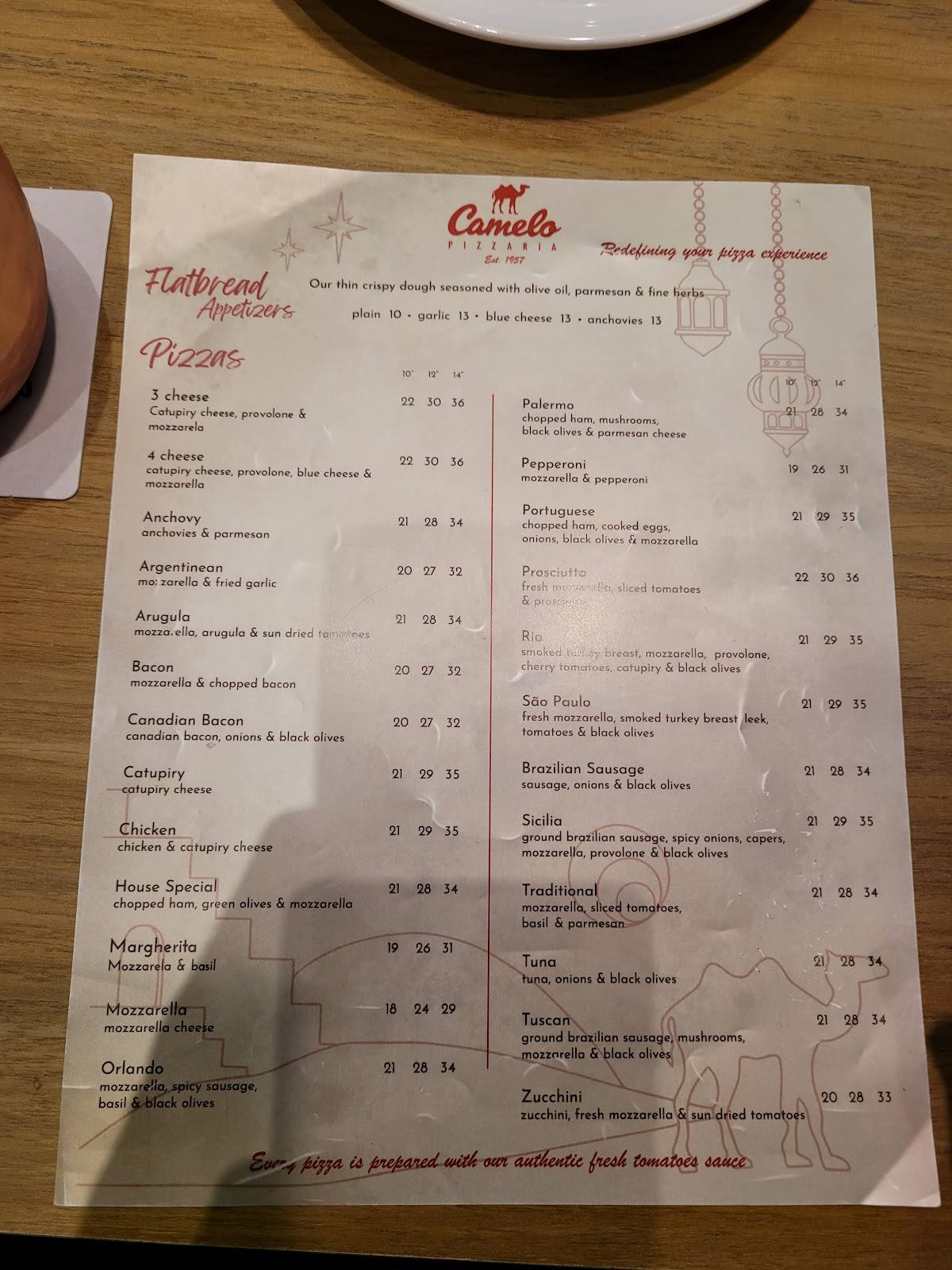 Menu at Camelo Pizzaria pizzeria, Orlando