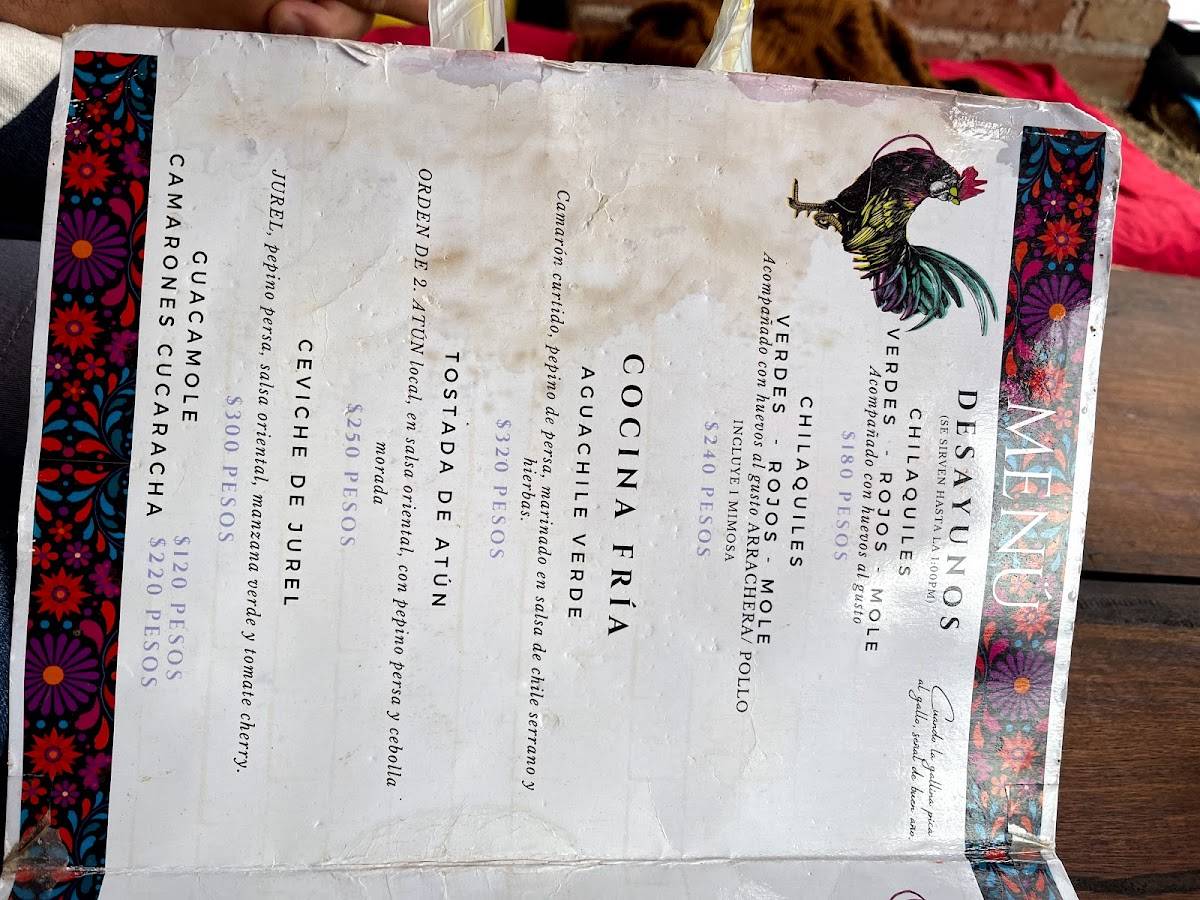 Carta del restaurante Los Portales del García, Mexico