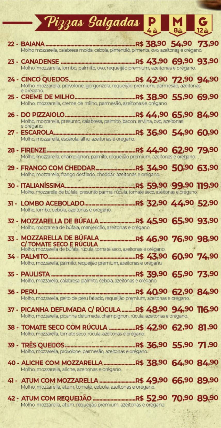 Menu em Restaurante Pizza Do Dadá, Campinas