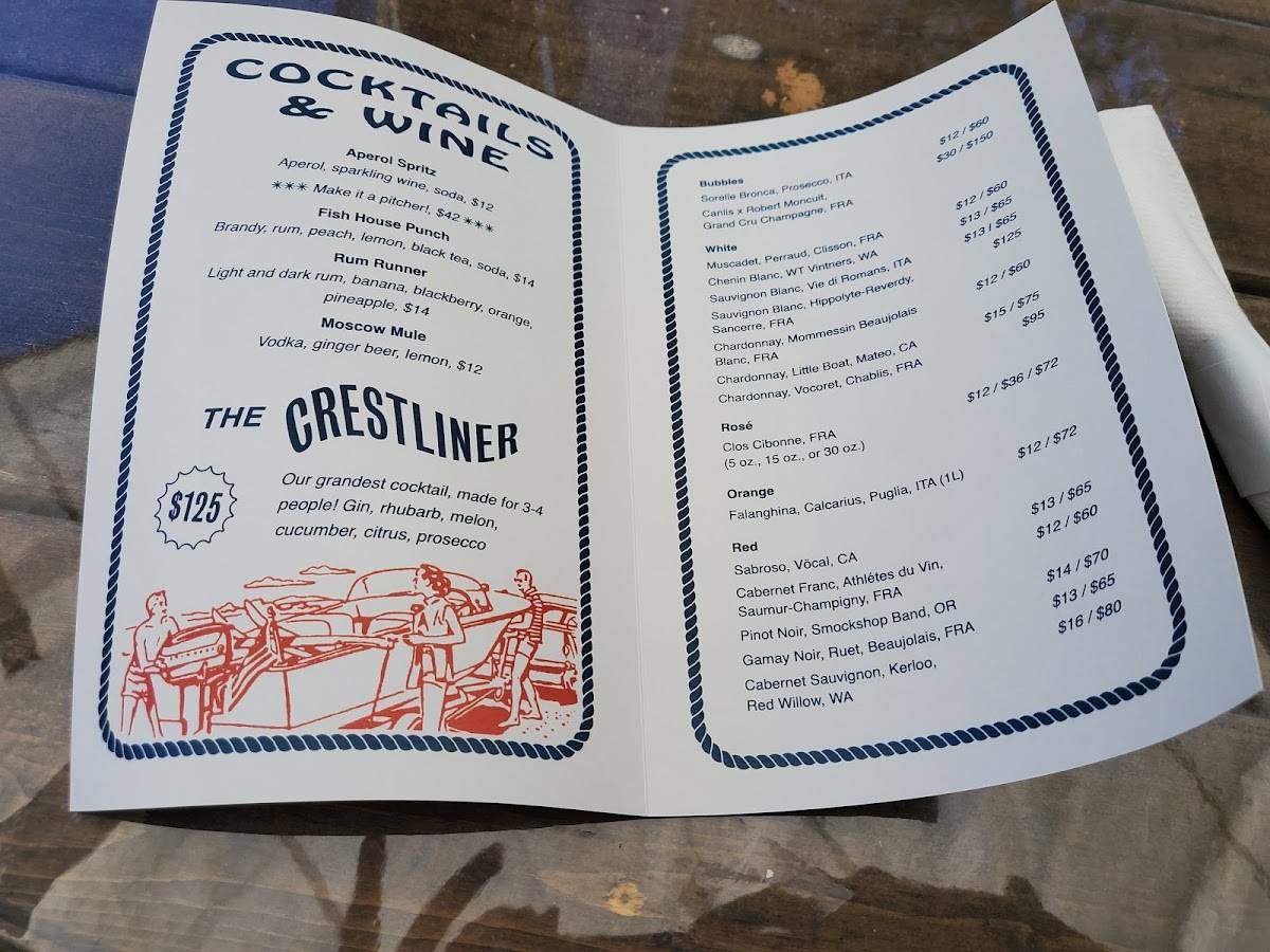 Menu at Canlis restaurant, Seattle