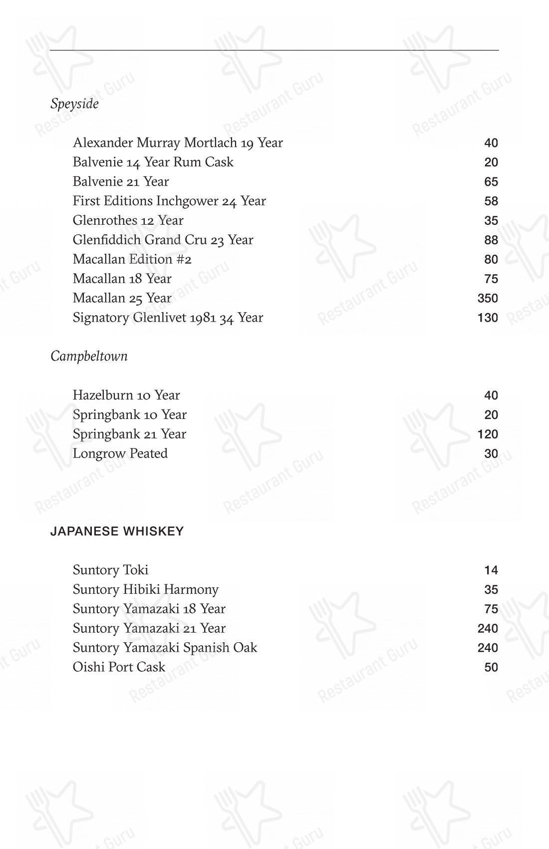 Menu at Canlis restaurant, Seattle