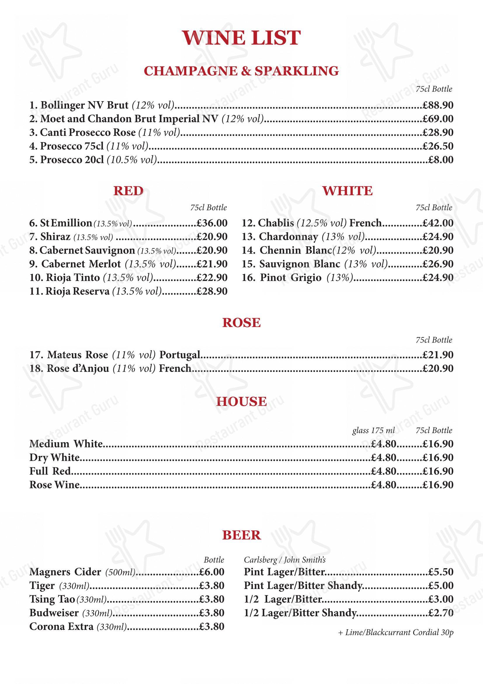 Menu at Canton Palace LIVERPOOL restaurant, Liverpool