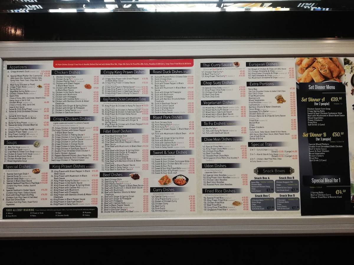 Menu at Canton Regent restaurant, Tullamore