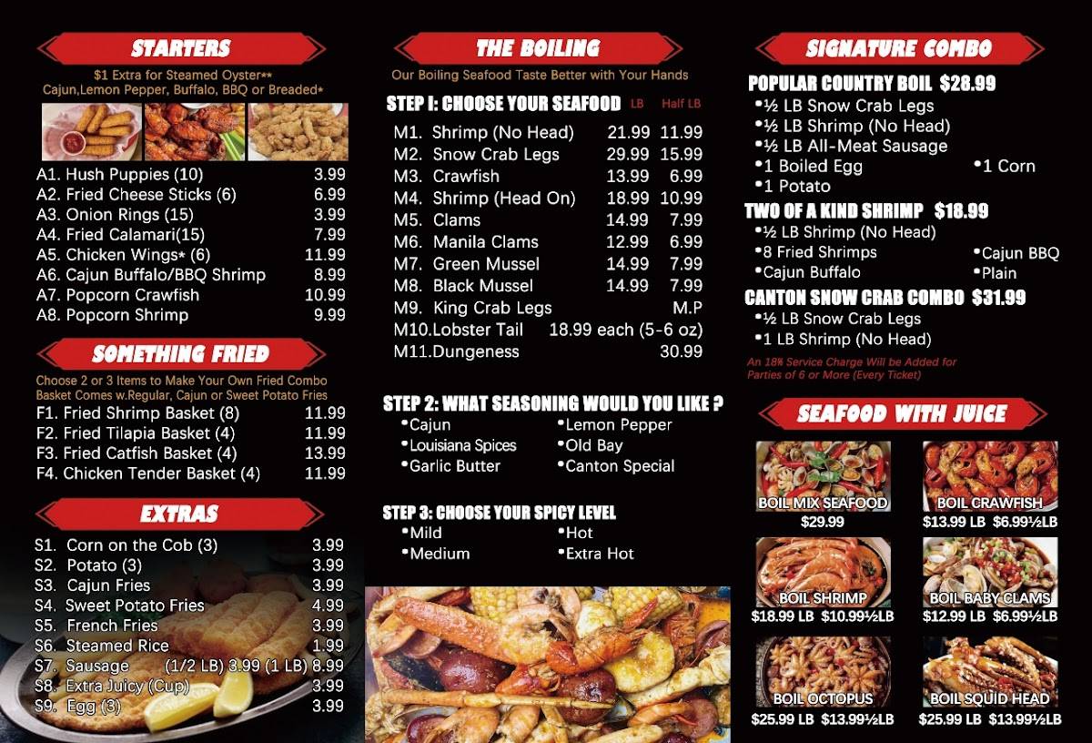 Menu at Canton Seafood restaurant, Oklahoma City