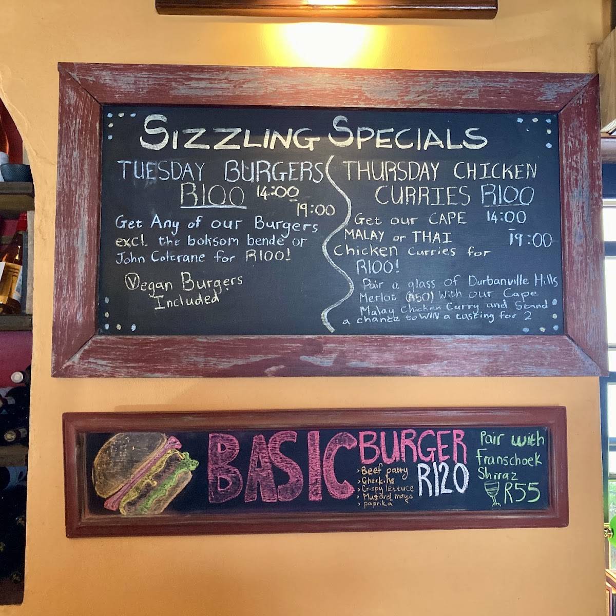 Menu at Basic Bistro restaurant, Stellenbosch