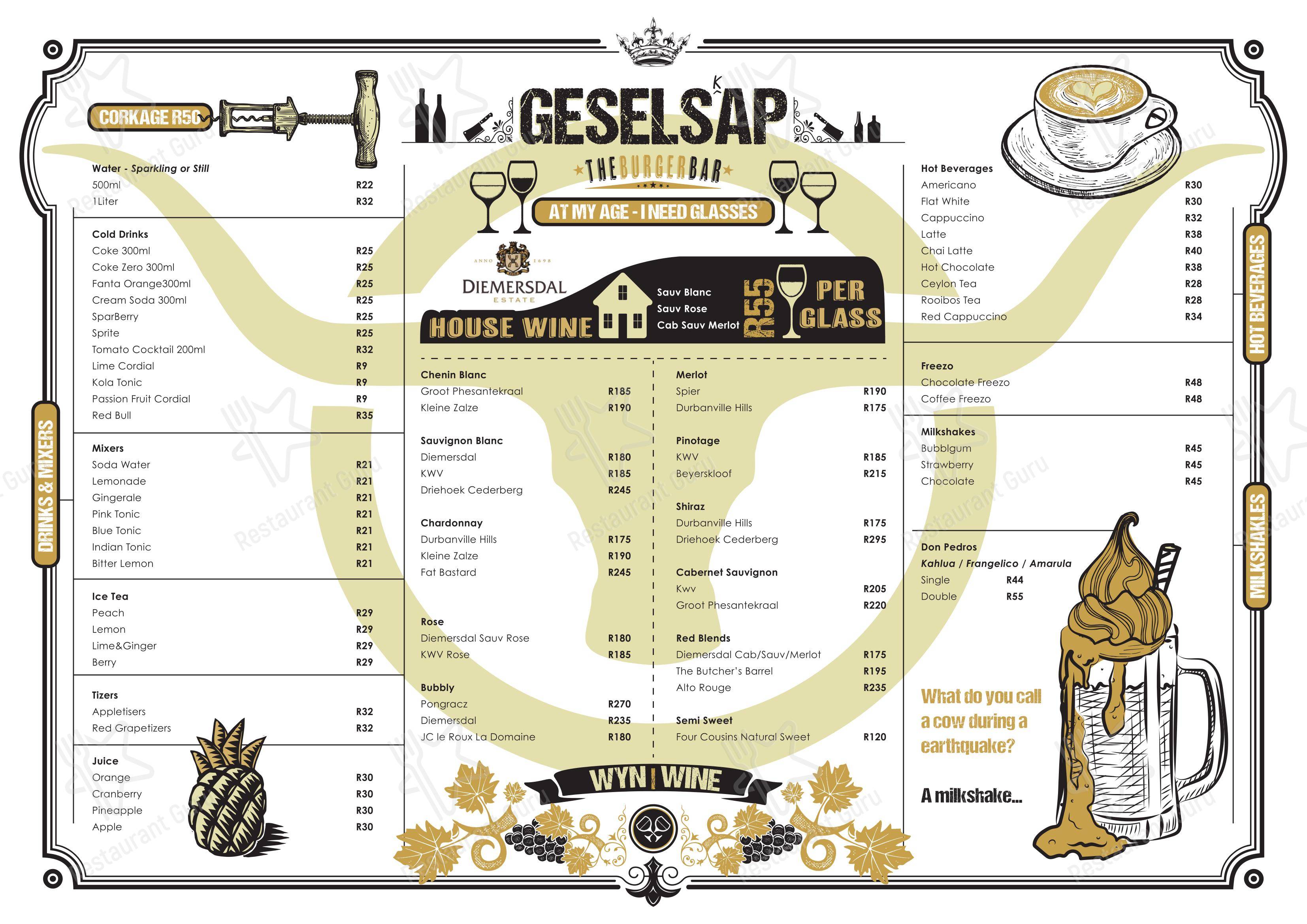 Menu at THE BOER AND BUTCHER DURBANVILLE restaurant, Cape Town