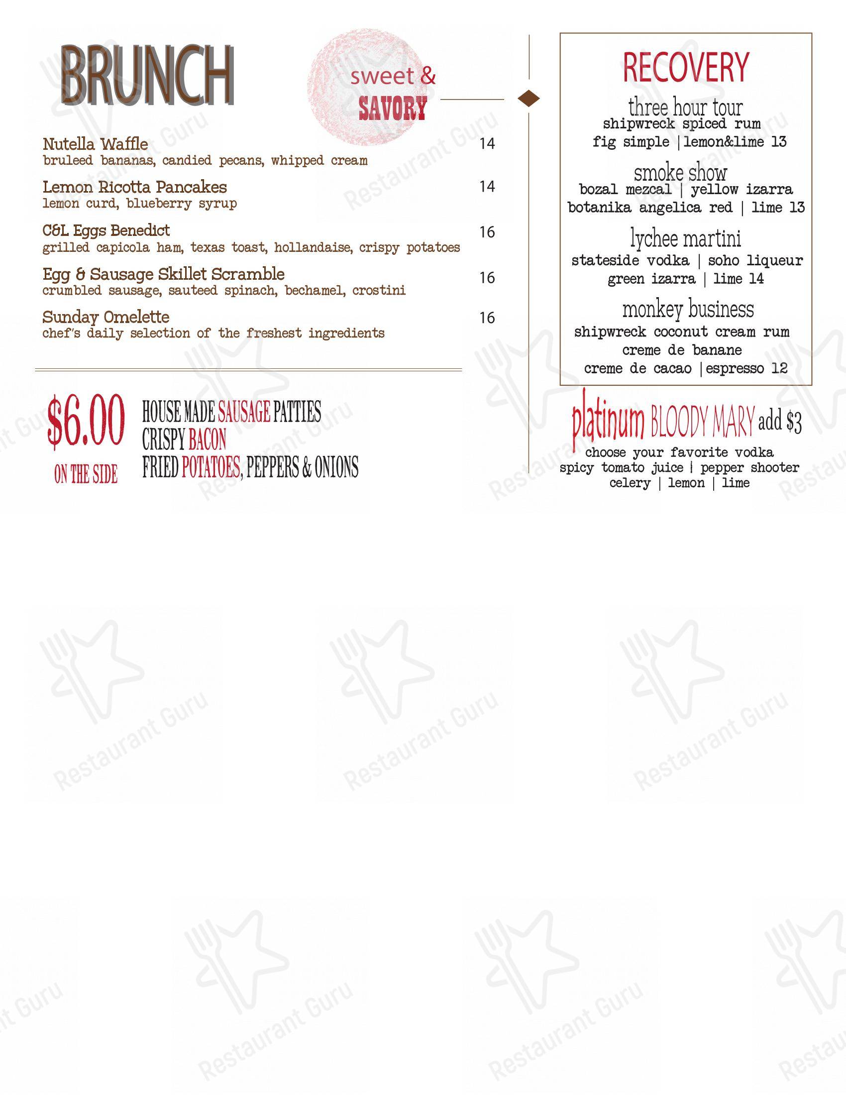 Menu at Capers & Lemons restaurant, Wilmington