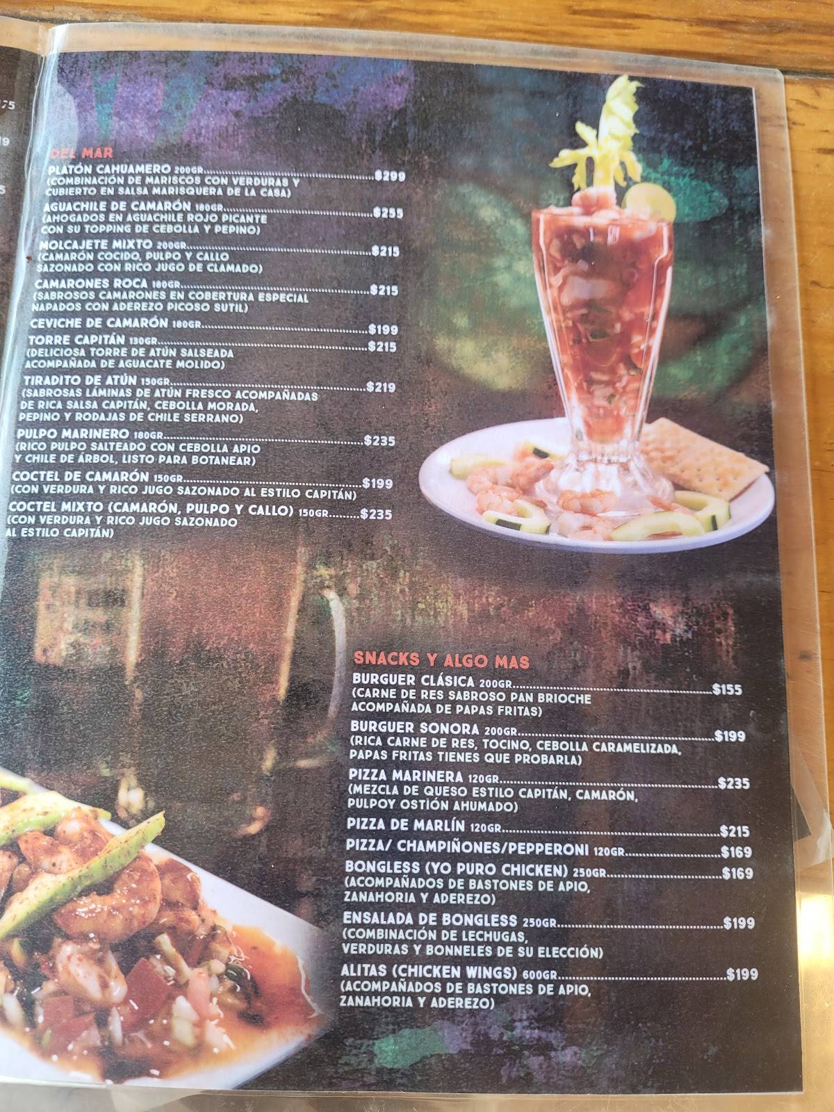 Carta del restaurante Capitan Cahuama Ensenada, Ensenada
