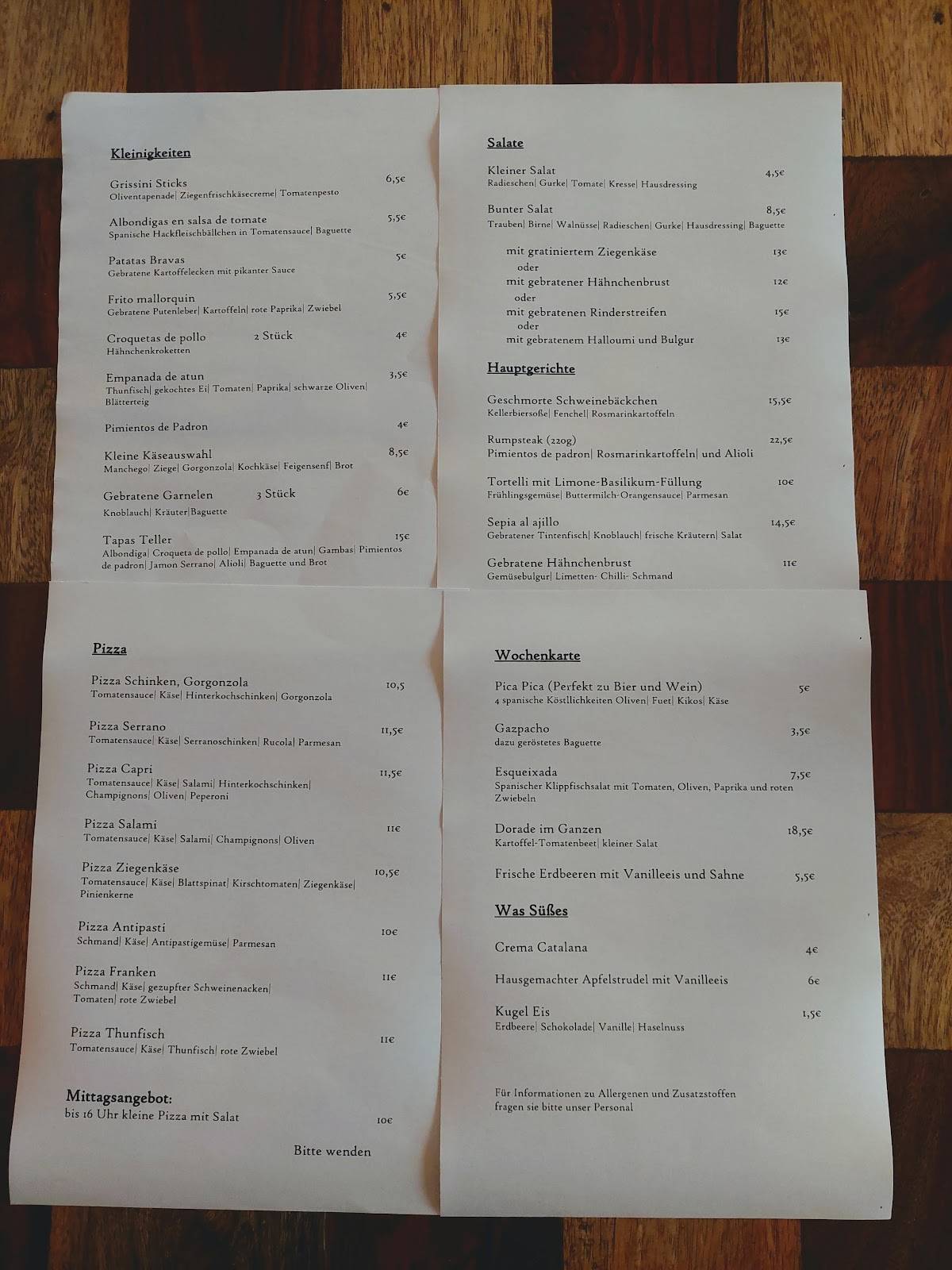 Menu at Capri Blue Grotto pizzeria, Würzburg