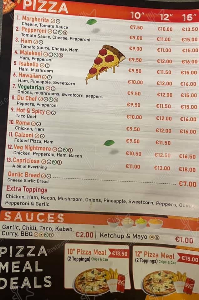 Menu at Capri Grill Ballyragget restaurant, Ballyragget, Castle St