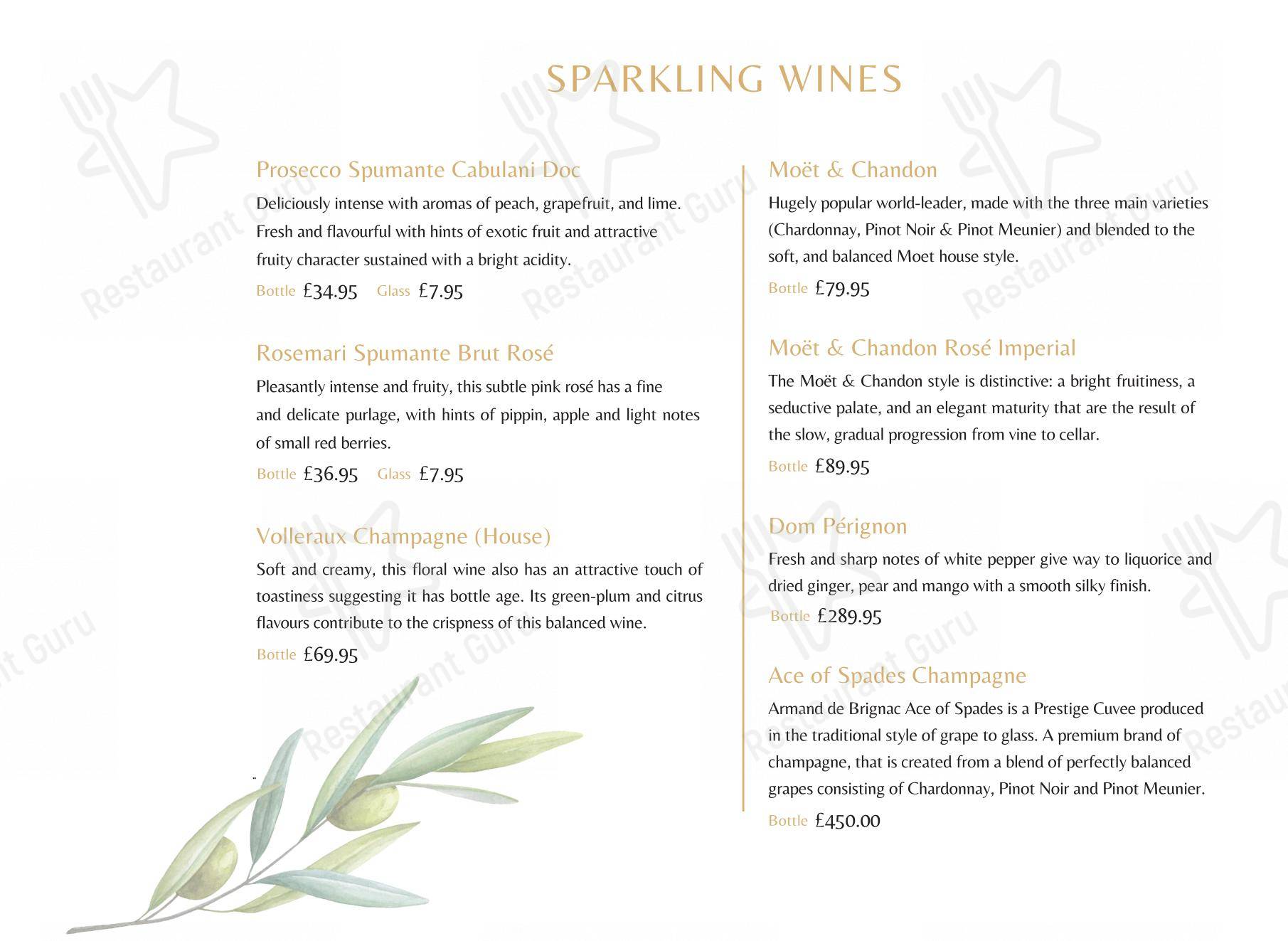 Menu at Capri @ The Vine restaurant, Wakefield