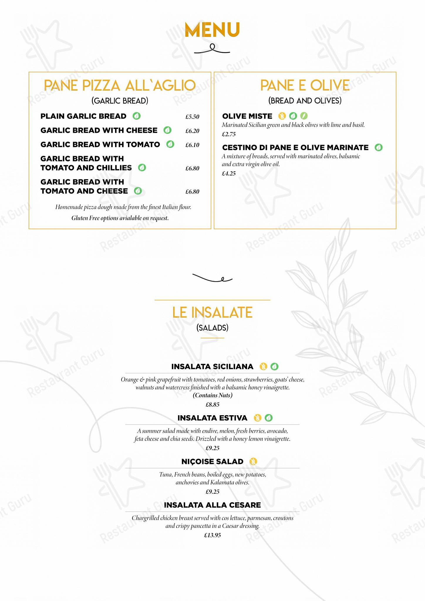 Menu at Capri @ The Vine restaurant, Wakefield