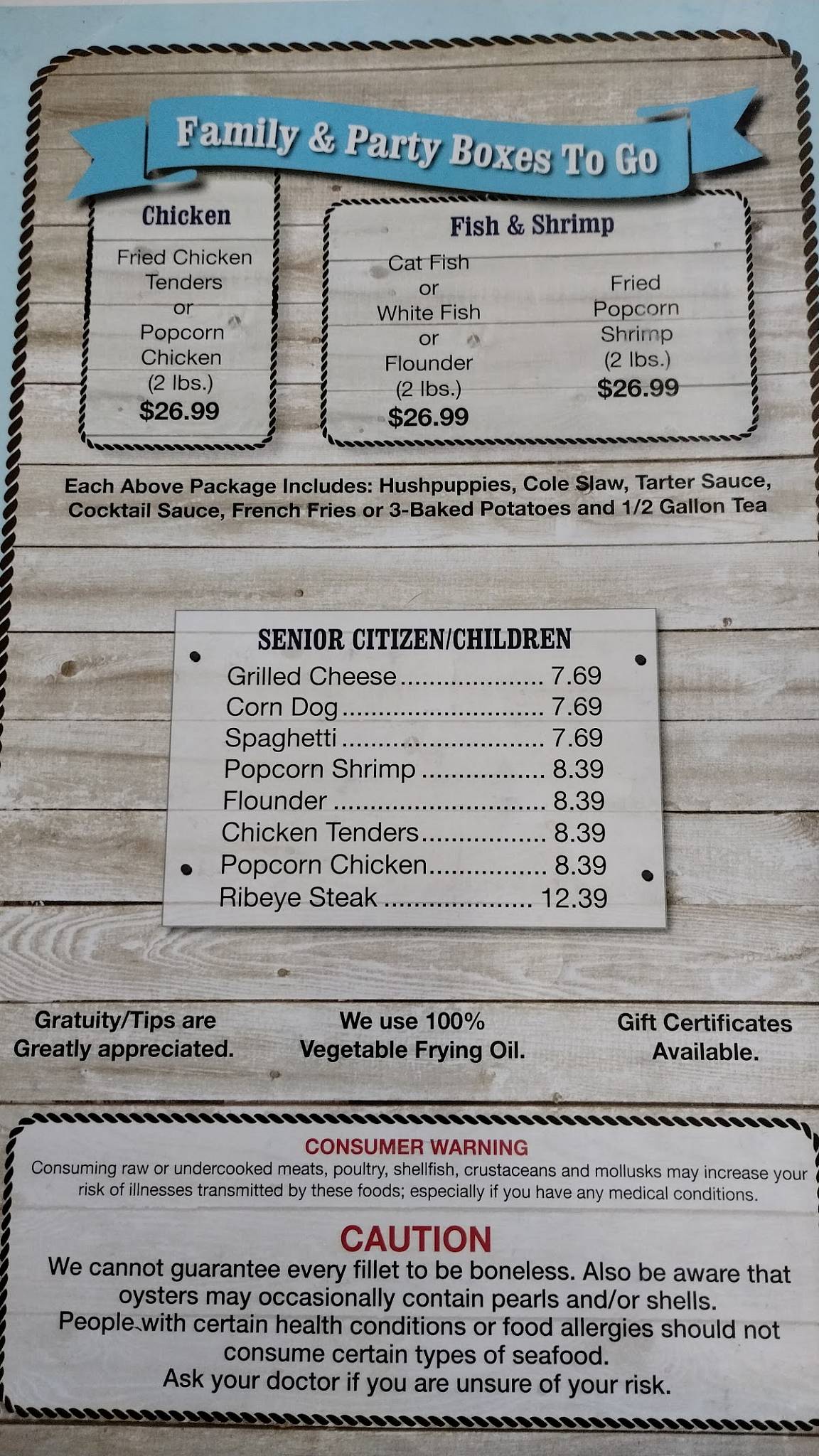 Menu at Captain Cook restaurant, Danville, Piney Forest Rd