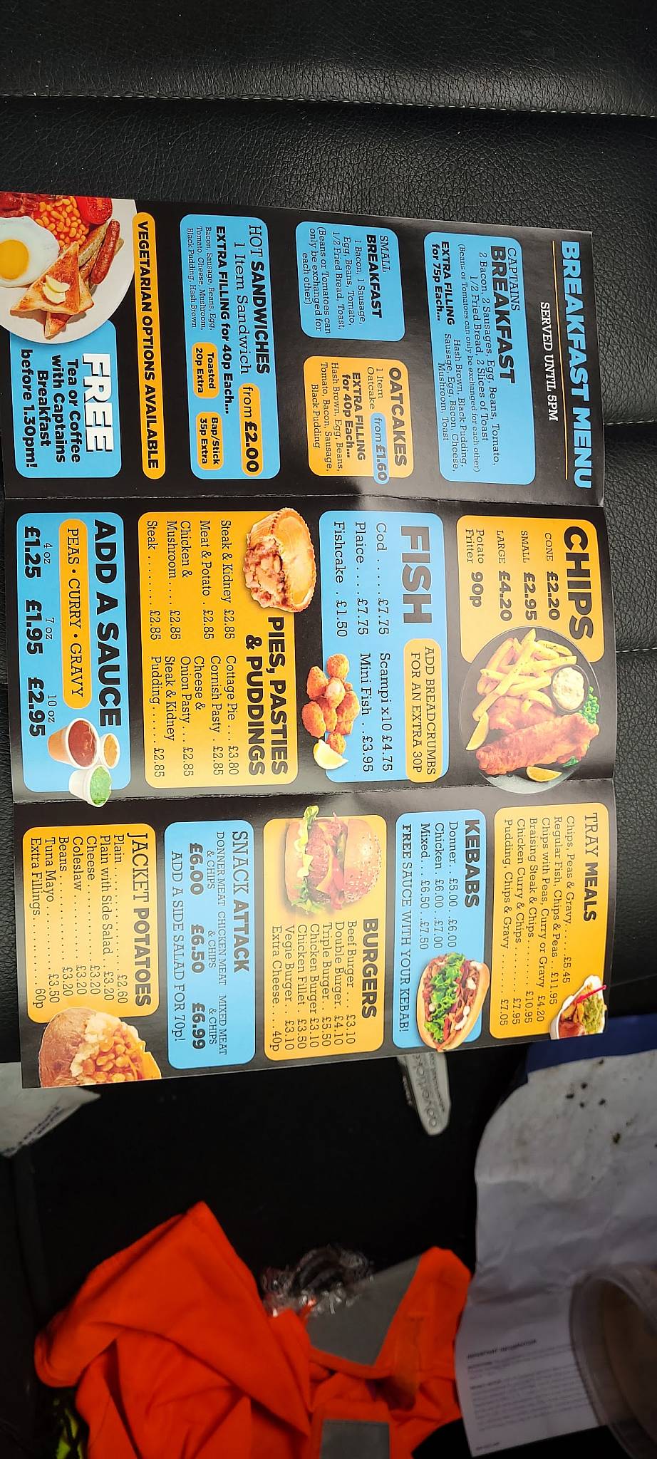 Menu at Captain Kooks fast food, Stoke-on-Trent, Sandbach Rd