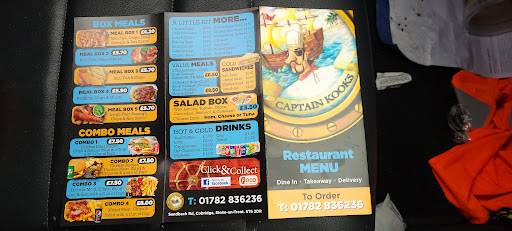 Menu at Captain Kooks fast food, Stoke-on-Trent, Sandbach Rd