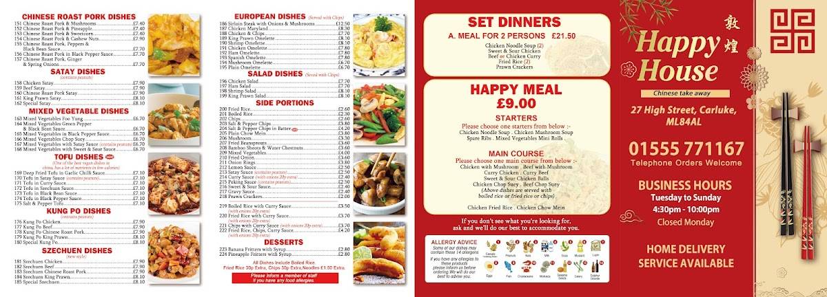 Menu at Happy House fast food, Carluke