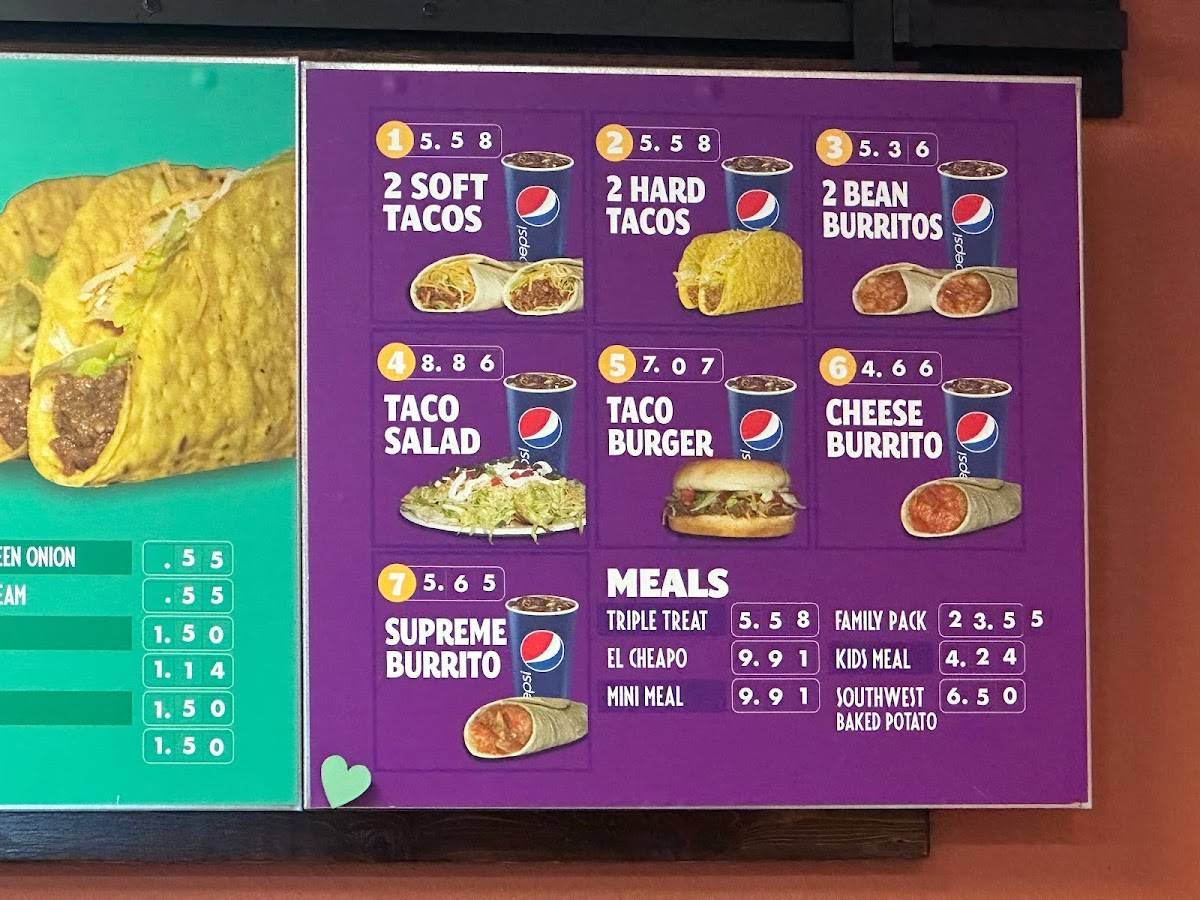 Menu at Amigo's Tex Mex restaurant, Carthage