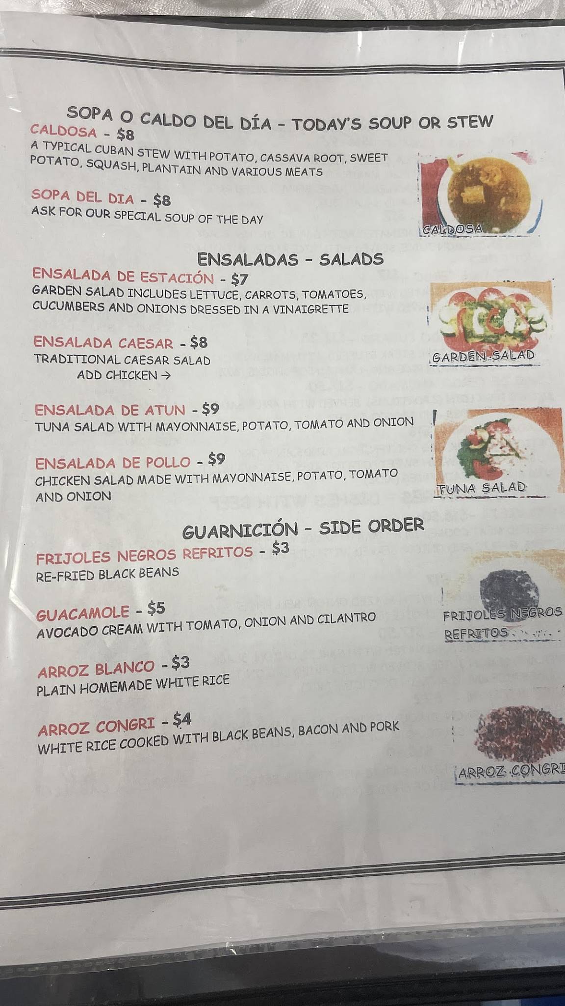Menu at Casa Cubana Restaurant, London, 411 Hamilton Rd