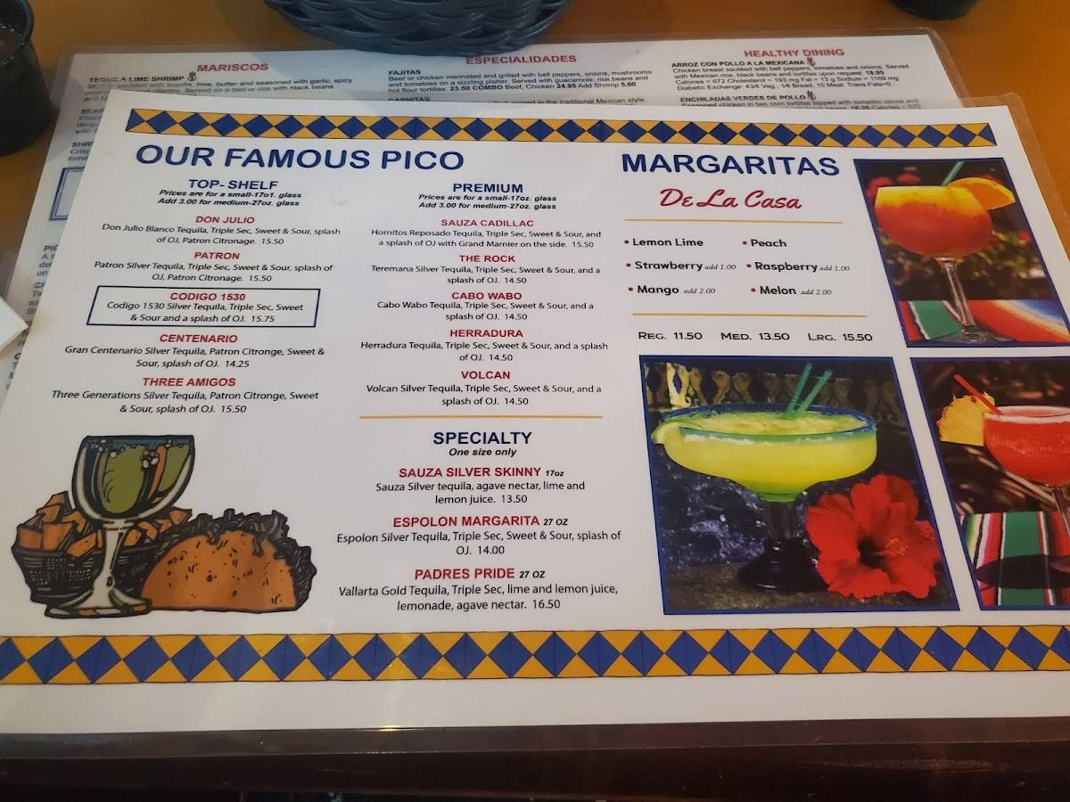 Menu at Casa De Pico pub & bar, La Mesa, Grossmont Center Dr