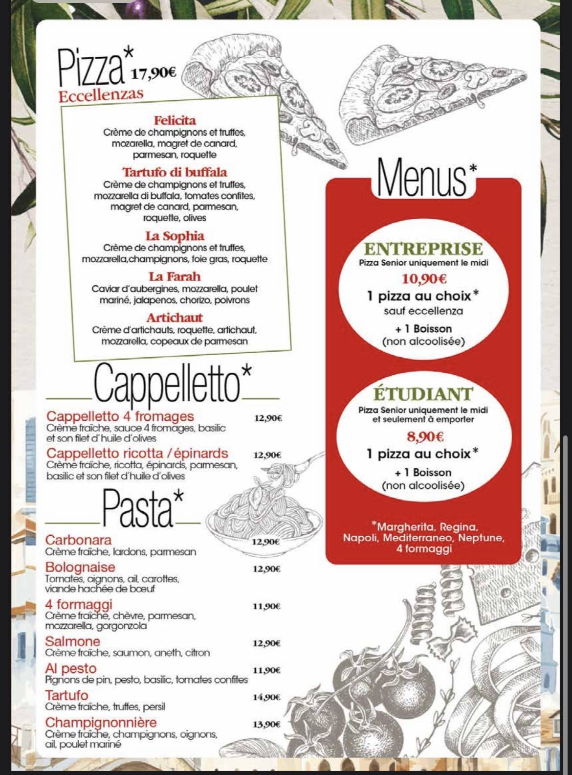 Menu au Casa Italia Gouvieux restaurant, Gouvieux