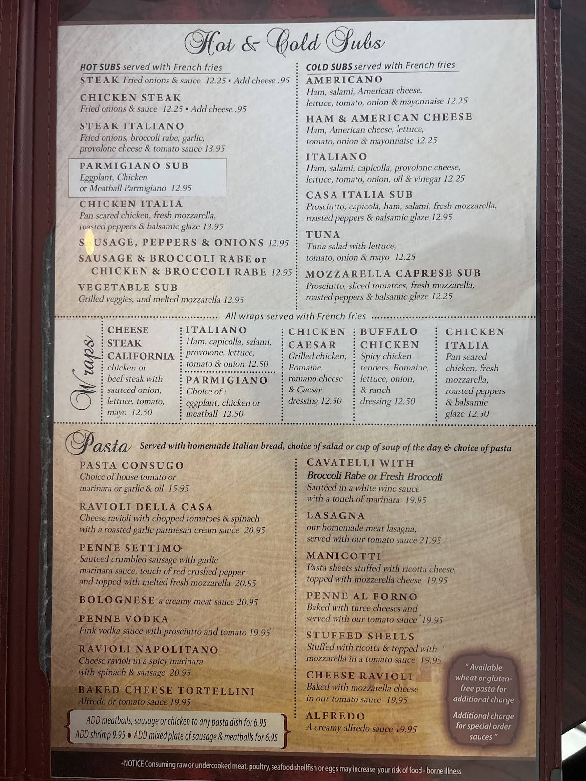 Menu at Casa Italia Restaurante, Easton, Bushkill Park Dr