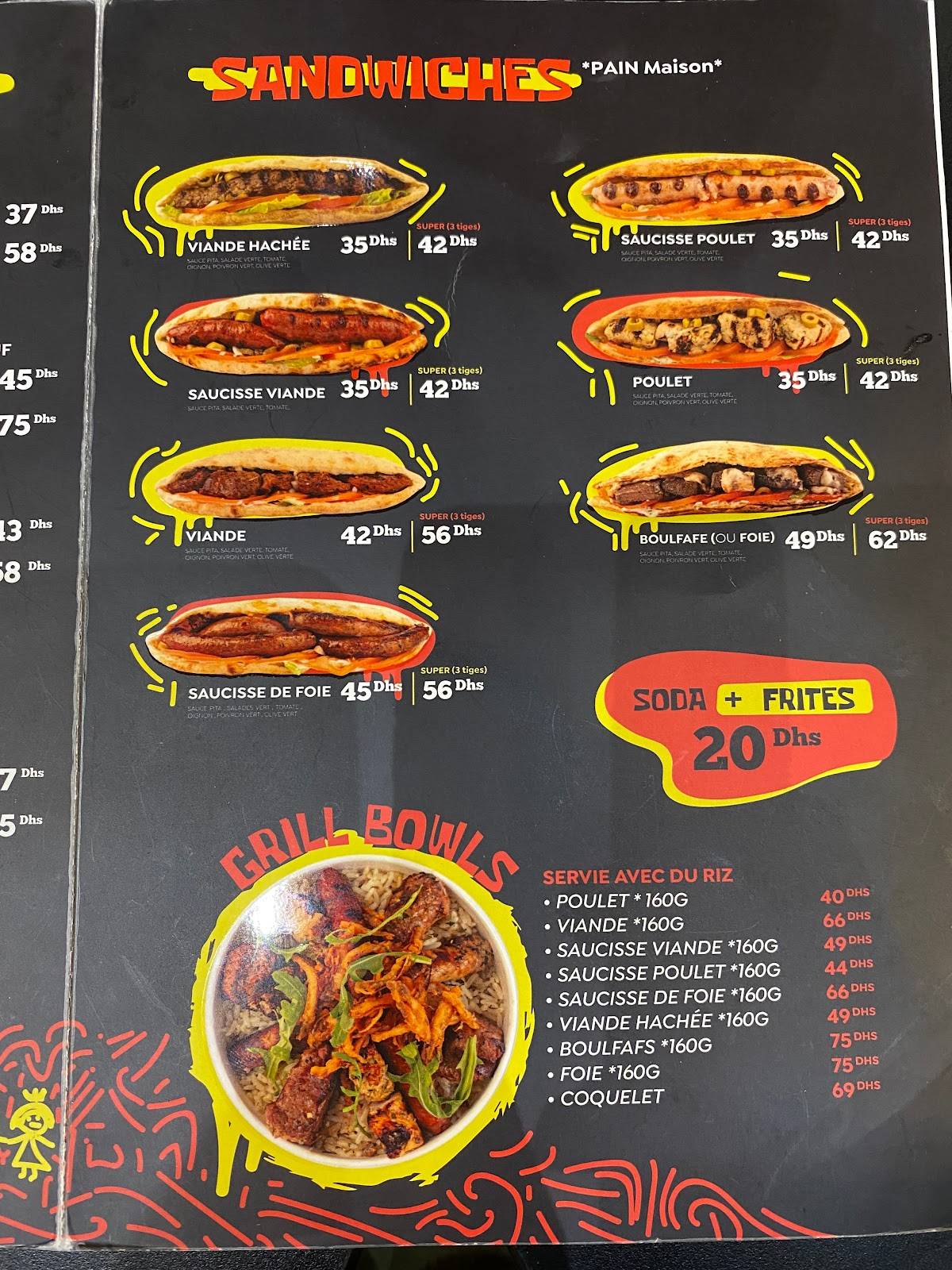 Menu at Hungrill restaurant, Casablanca