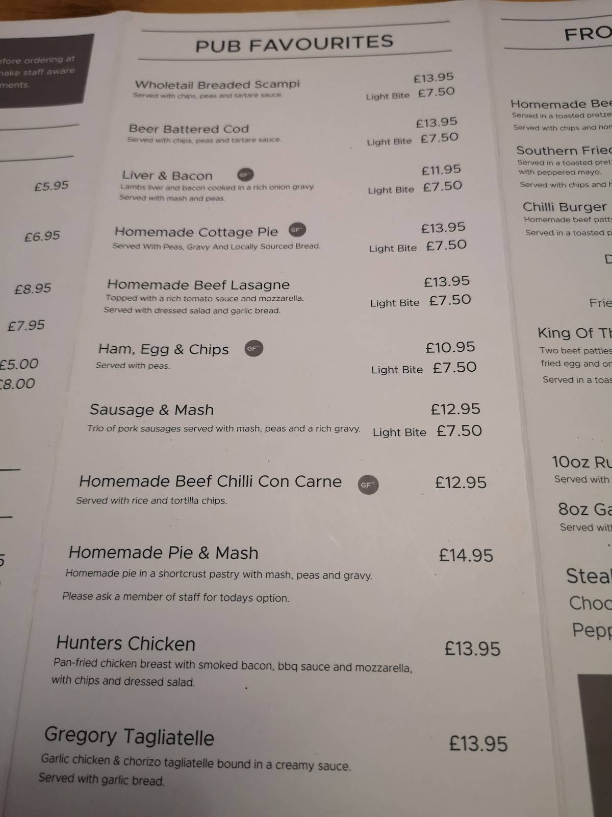 Menu at Castle Inn pub & bar, Newport