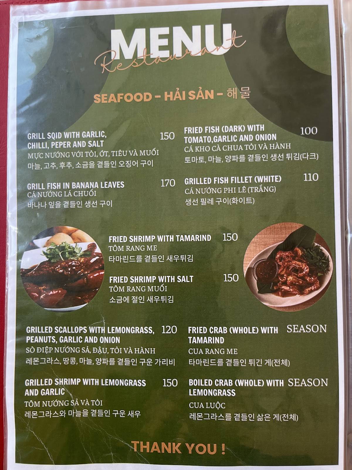 Carta de The Tamarind Tree Restaurant and Coffee, Đà Nẵng