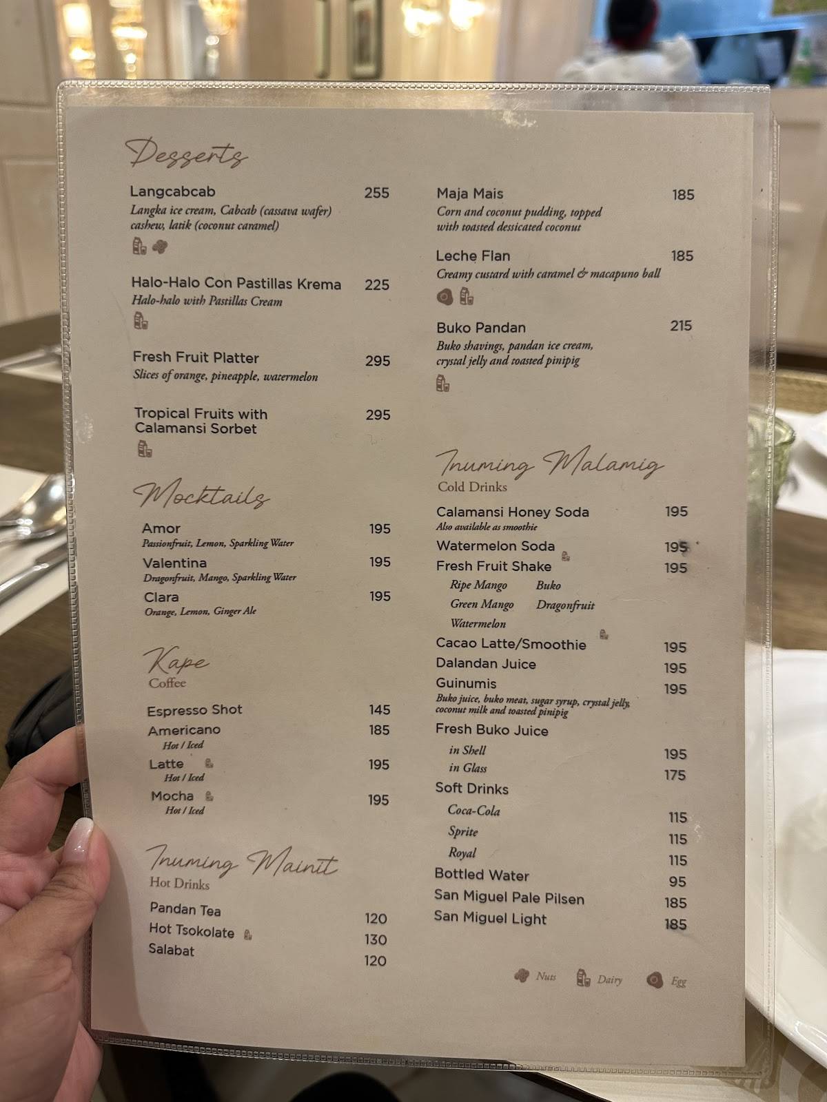 Menu at Café Laguna - NUSTAR restaurant, Cebu City