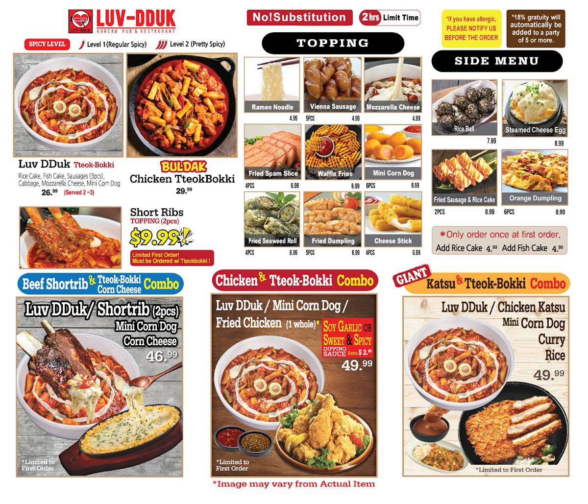 Menu at LUV DDUK - K FOOD restaurant, Cerritos