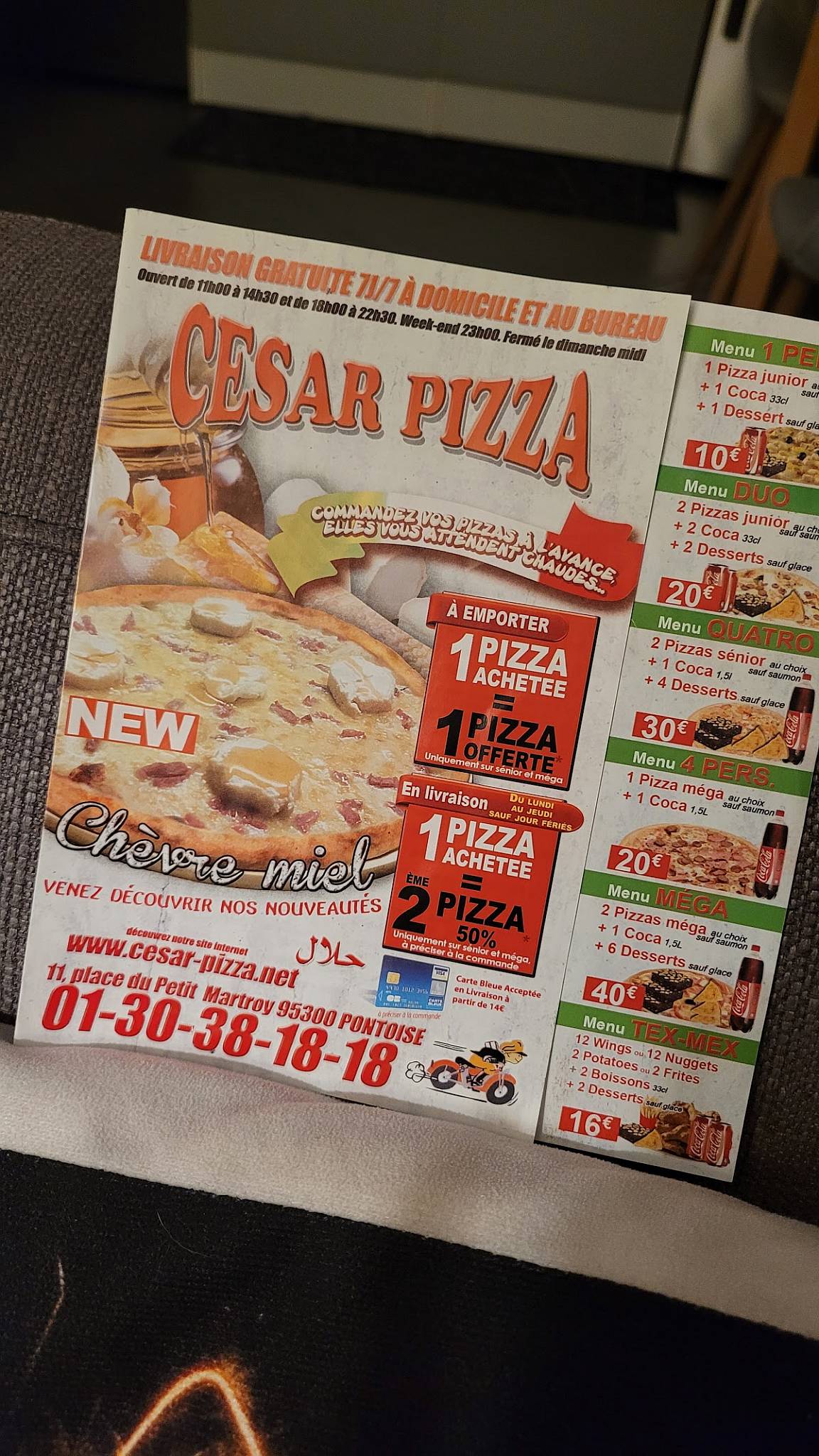 Menu au Cesar Pizza Pontoise pizzeria, Pontoise