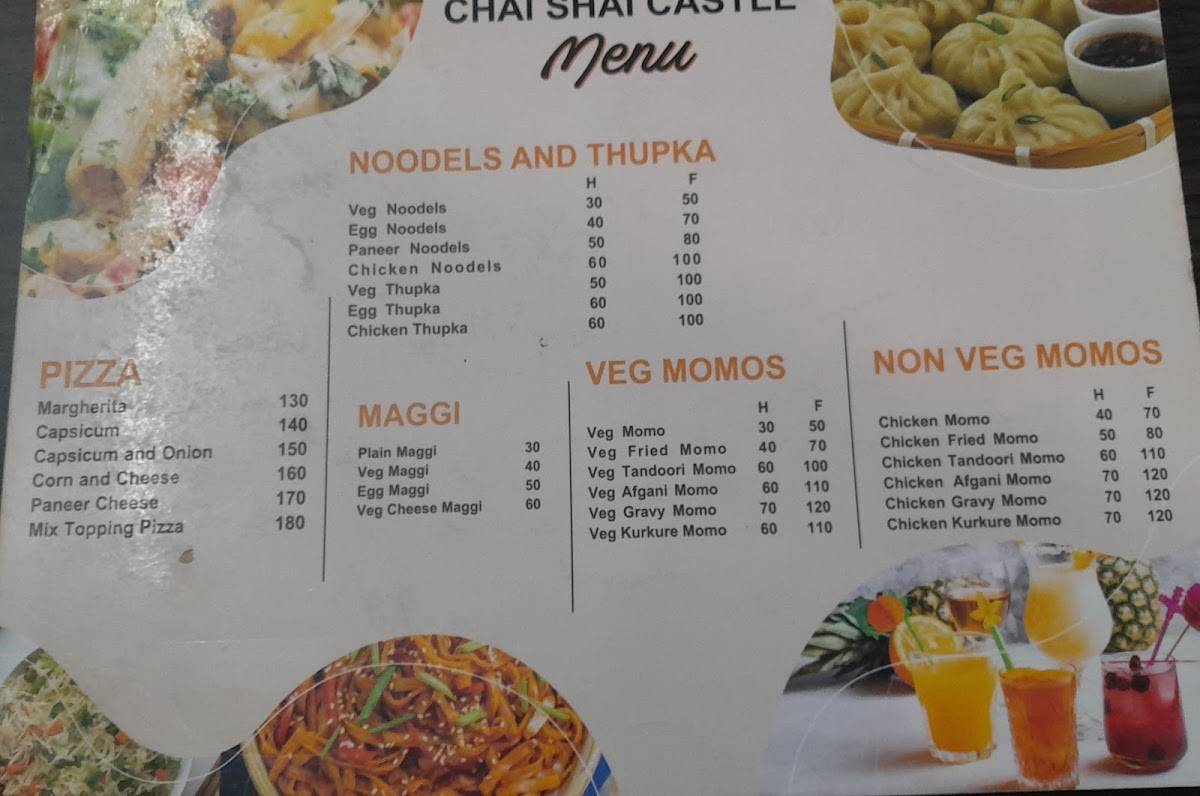 Menu at Chai Shai Castle, Bhimtal