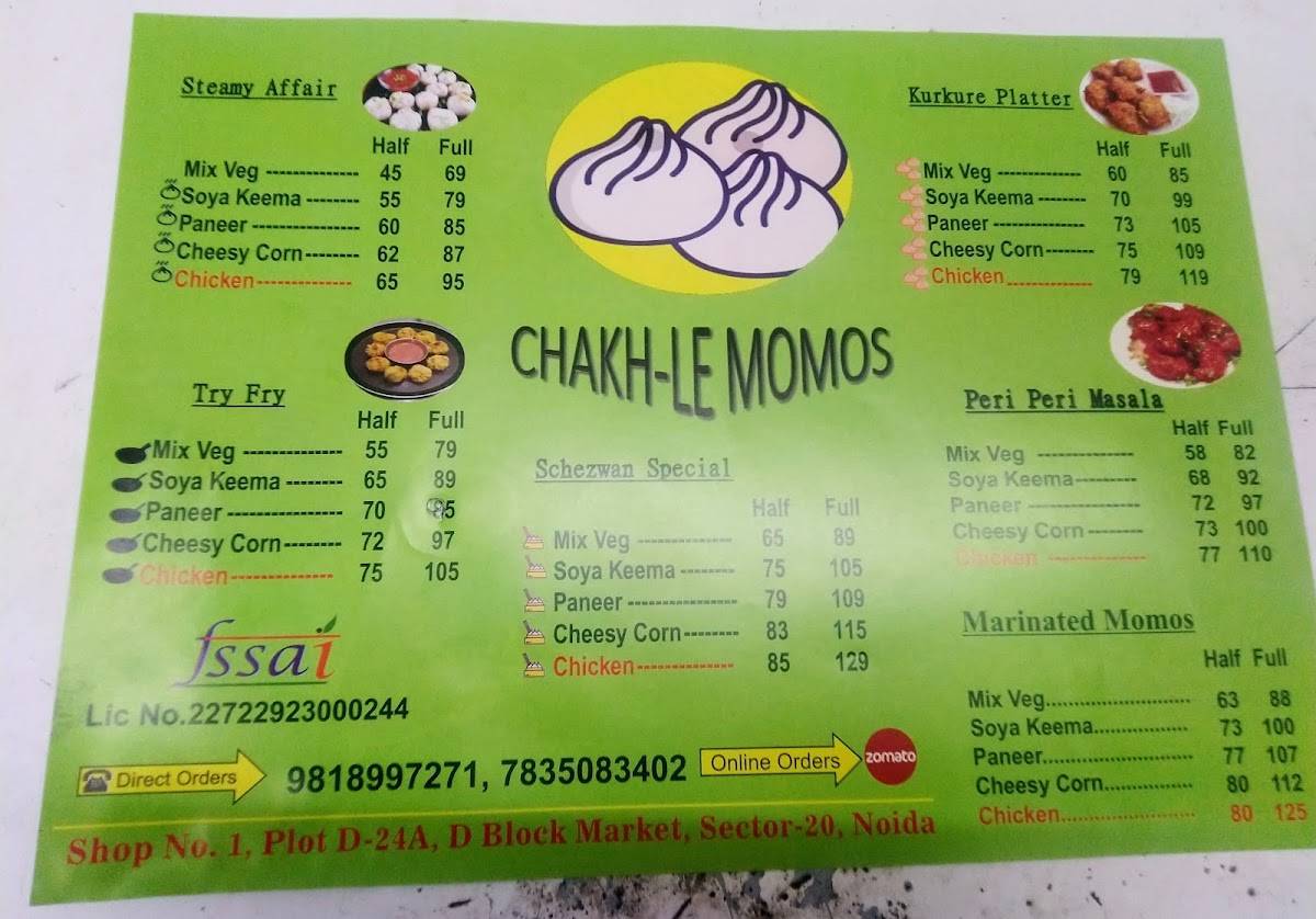 Menu at Chakh-Le Momos, Noida