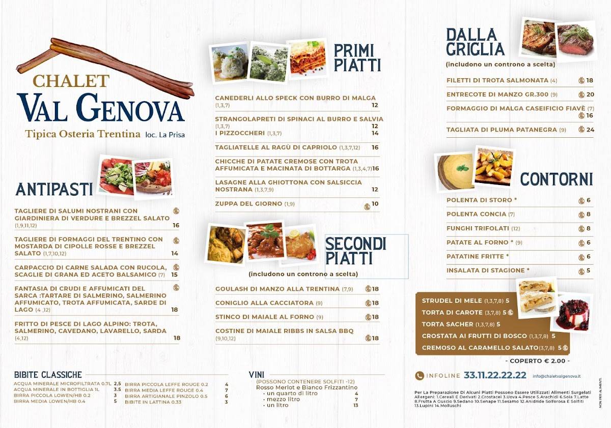 Menu da Chalet Val Genova - Tipica Osteria Trentina ristorante, Carisolo